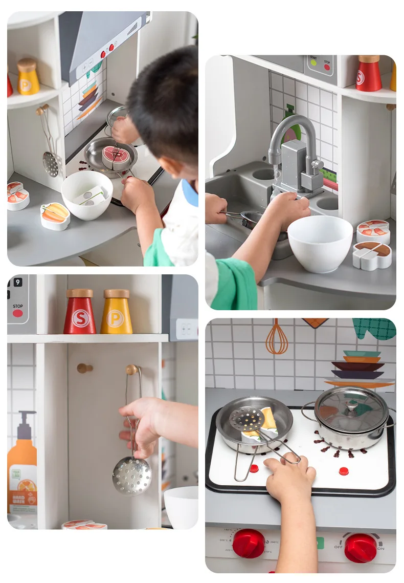 New Design Wooden Kids Corner Kitchen Sound And Light Kitchen Toys With ...