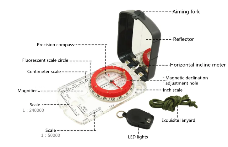 Hiking Camping Acrylic Geilogic Compass Outdoor Magnetic Compass ...