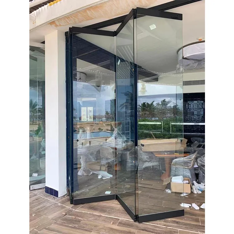 Frameless Glass Bifold Door Track Sliding Interior Folding Door ...