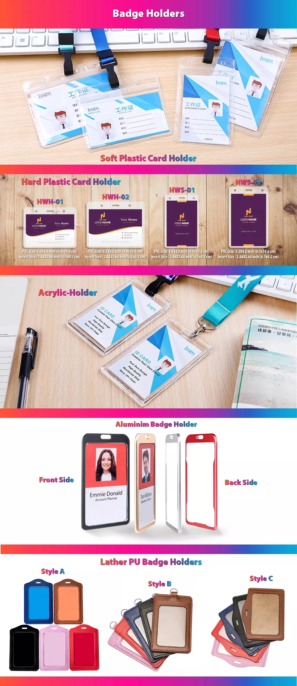 Custom Logo Print Sublimation Id Card Holder Neck Strap Polyester ...