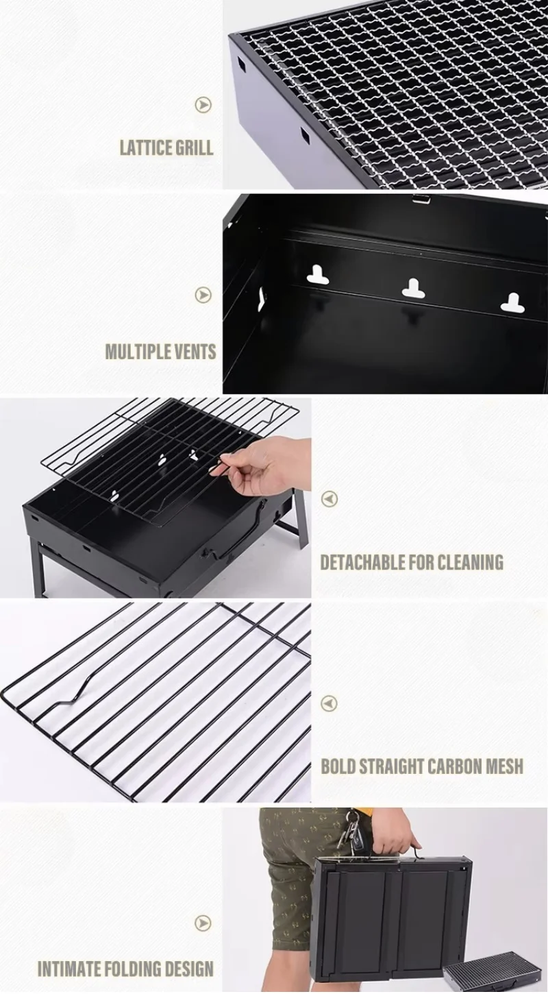 Modern Design Portable Folding Charcoal BBQ Grill Chrome Plated Carbon ...