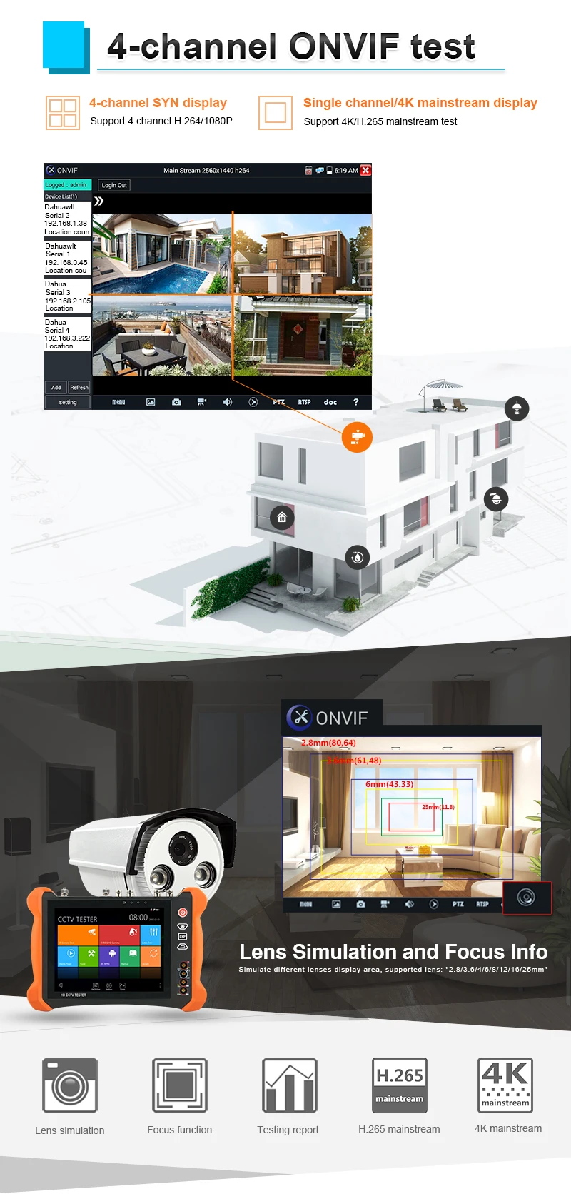 X9 Series Cctv Tester 7 Inch 1920*1200 Resolution Support 8mp Cvi/ Tvi ...