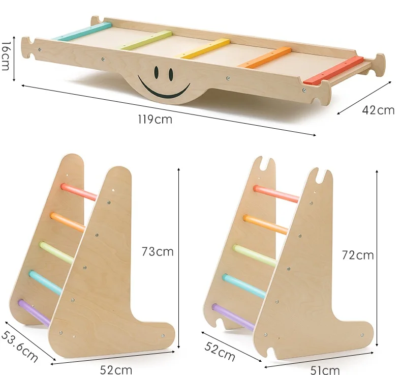 Wooden Triangle Set Montessori Indoor Play Set Foldable Climbing ...