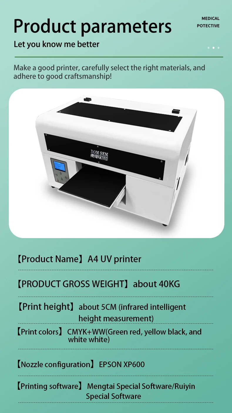 A4 Size UV Inkjet Printer for 3D Emboss Texture Printing