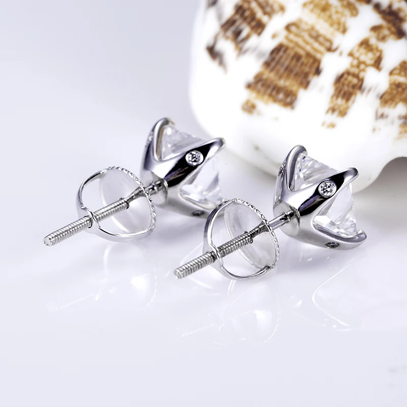 Messi Jewelry Mse-588 14k White Gold 1.0ct D Vvs2 Square Princess Cut ...