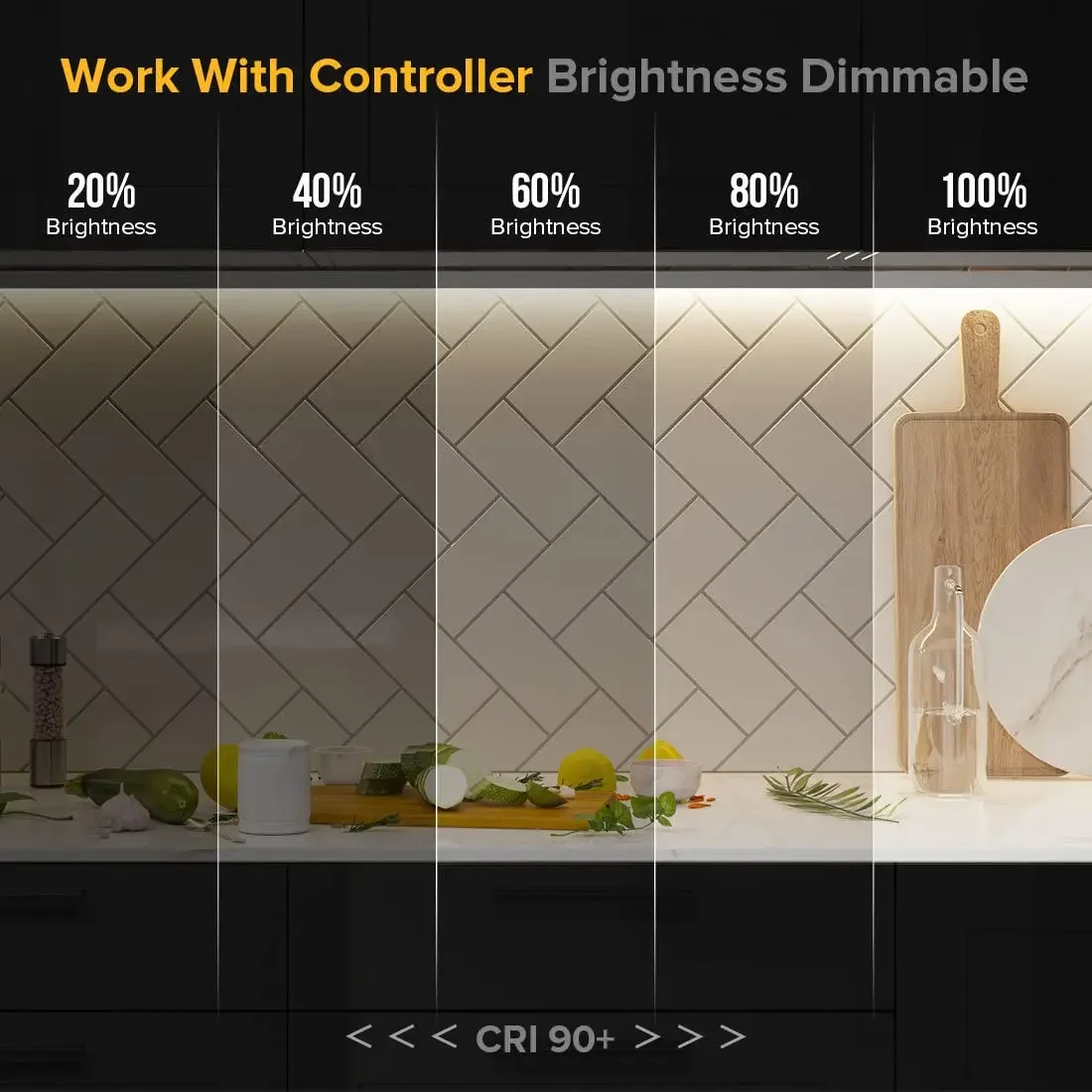 12V Dimmable Flexible White COB LED Strips - 50000hrs