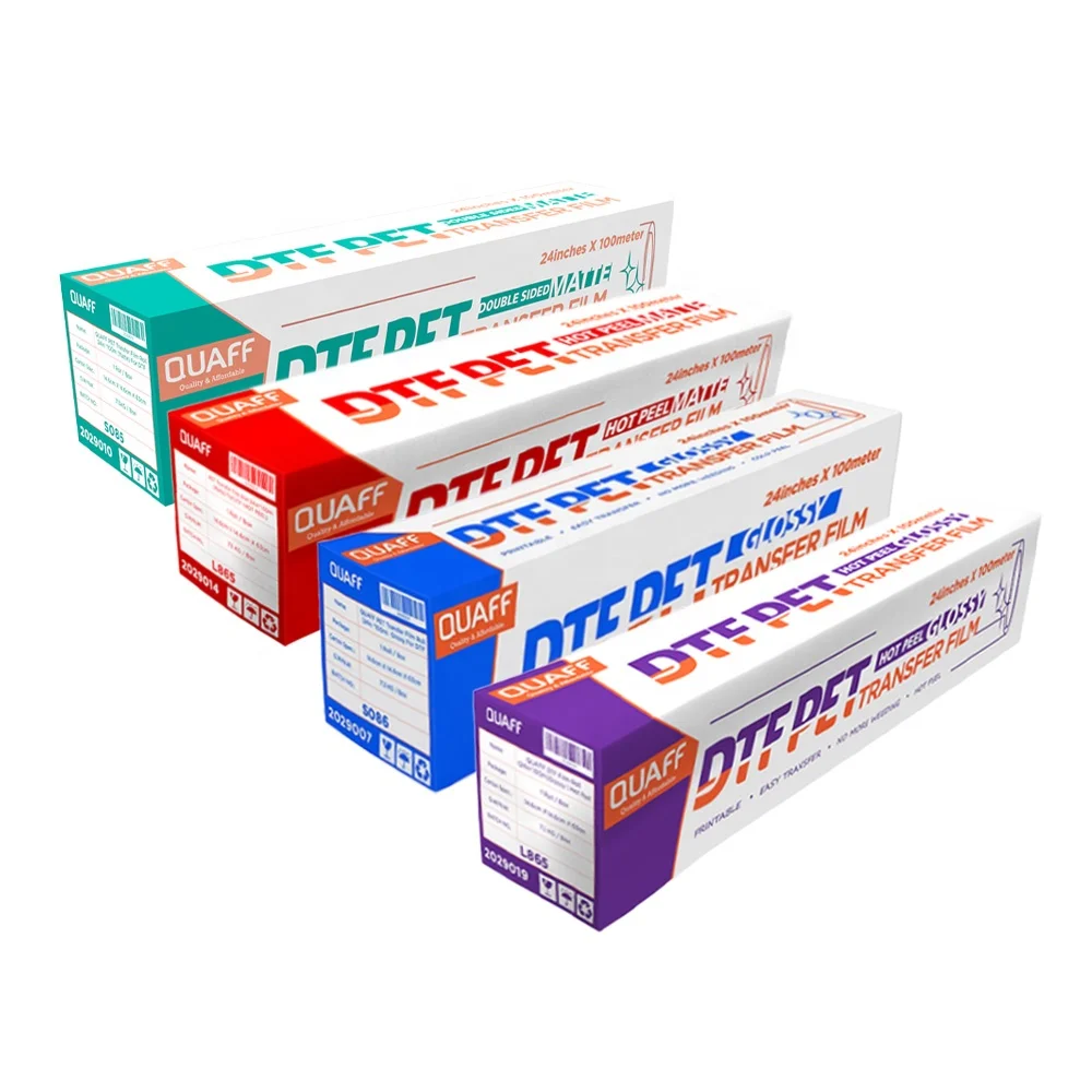 QUAFF DTF film roll Transfer PET Film Hot peel cold peel glossy Matte ...