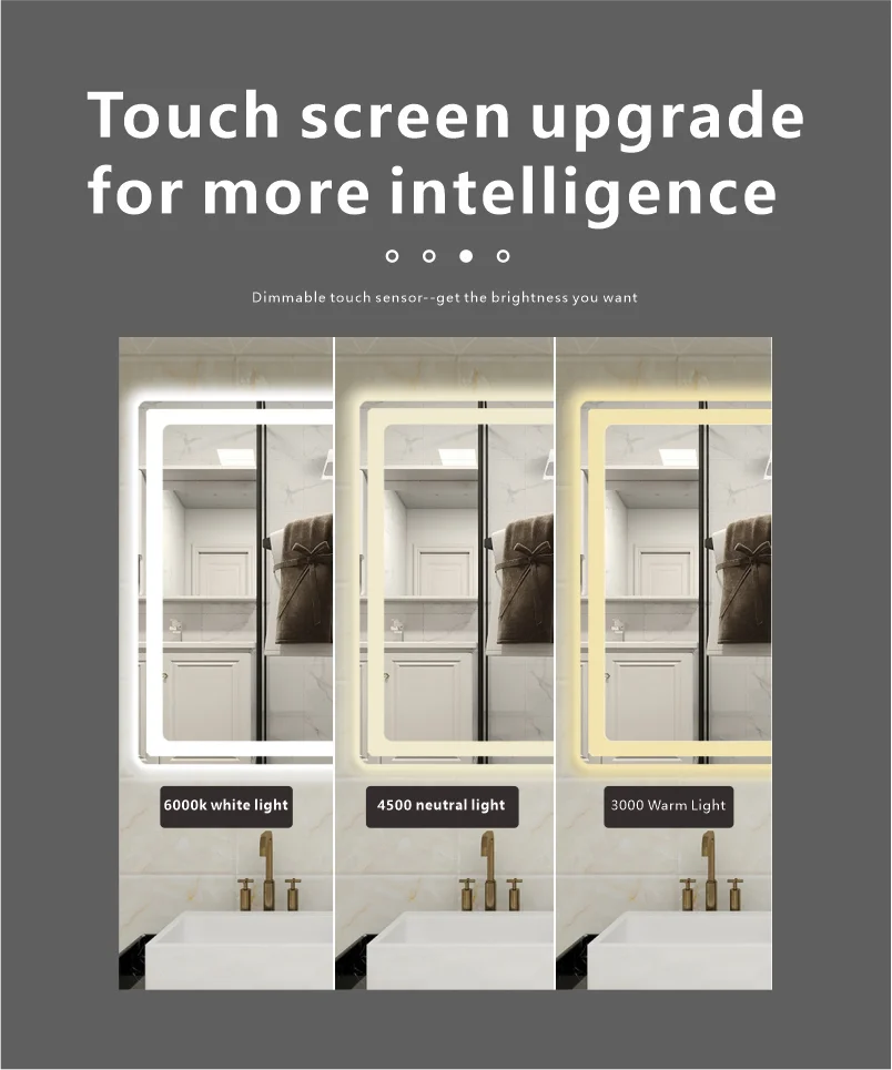 Modern Illuminated Storage Wall Smart Mirror Vanity Sets Makeup Smart Led Mirror For Bathroom ...