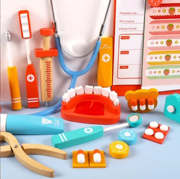Pretend Doctor Game Cosplay Simulation Dentist Accessories Tools Wooden ...