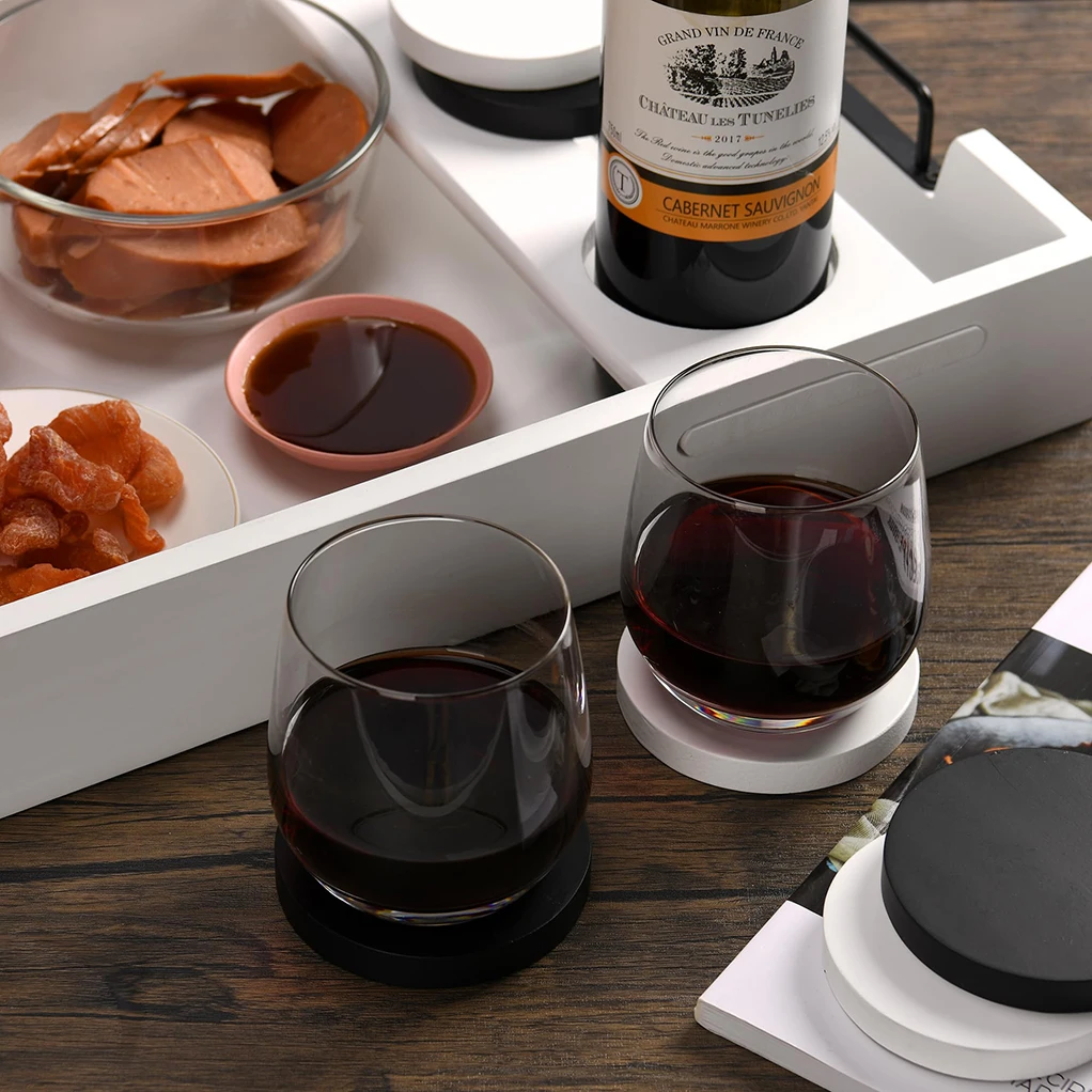 Customized Wood Storage Tray With Handles Wooden Wine Serving Tray With ...