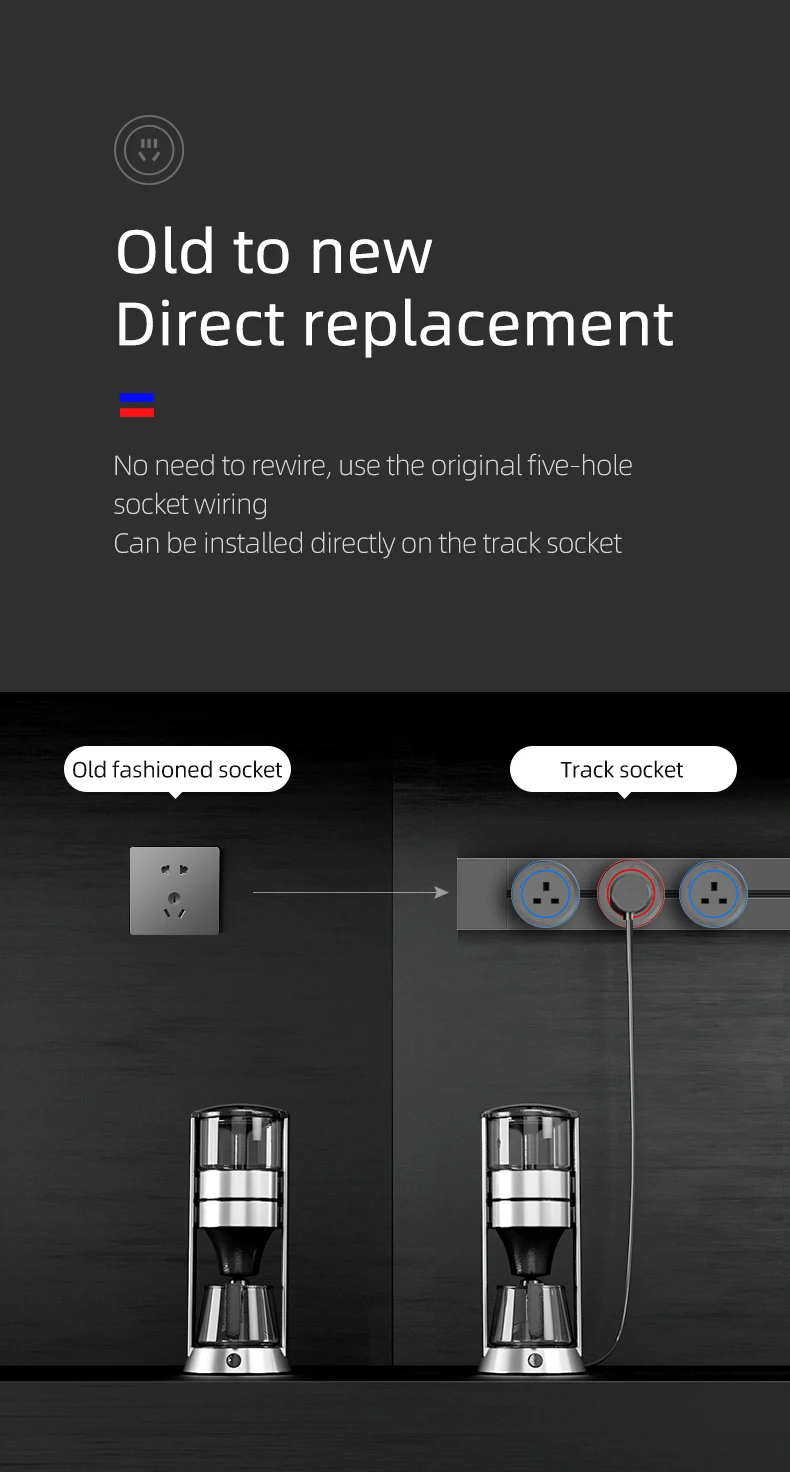 Q2 Series Wall Mounted Rail Track Socket Power Supply 8000W