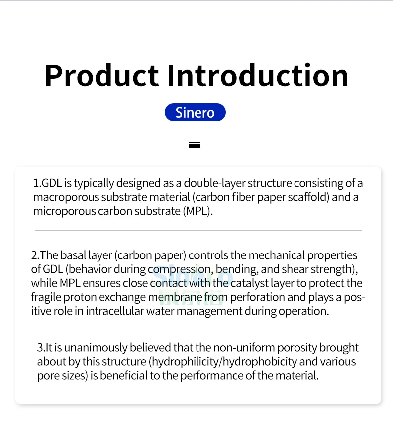 Toray Carbon Paper Base YLS-20 0.2mm Gas Diffusion Layer for Fuel Cell