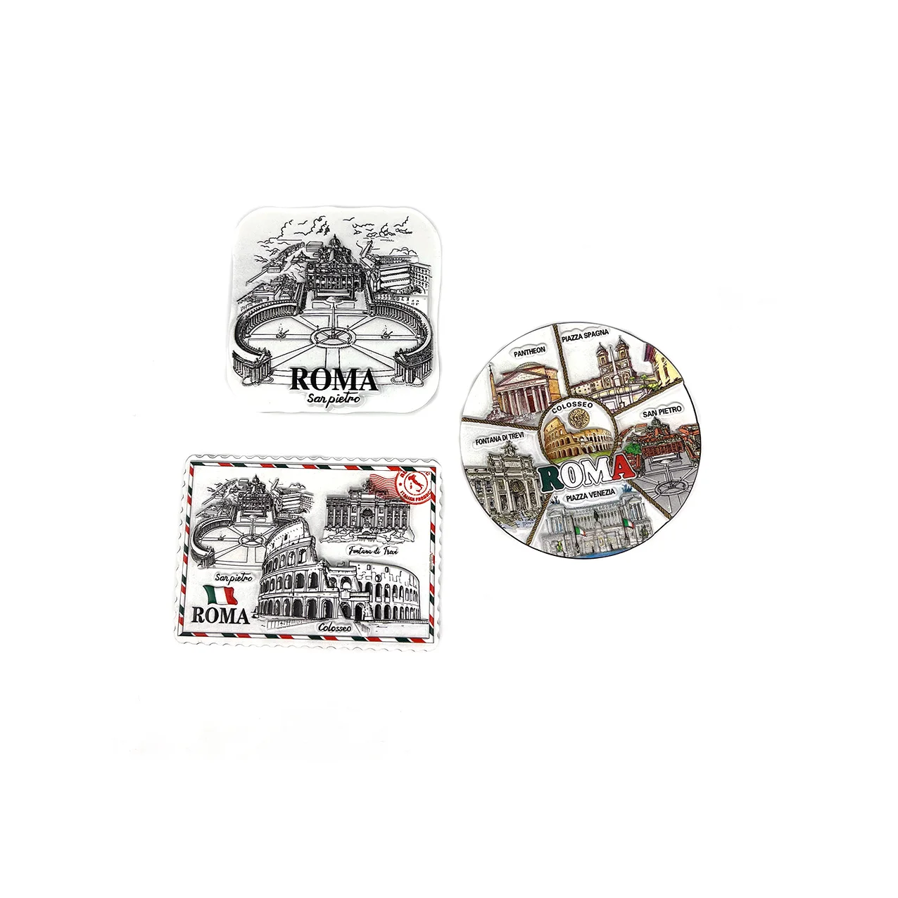 Roma Fridge Magnet Souvenir Tourism Make Machine Painting Square Resin ...