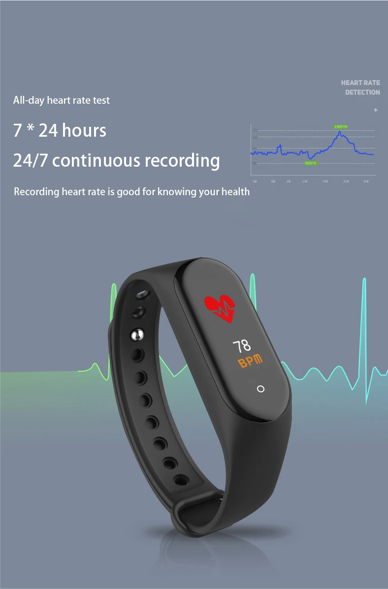 M4 Smart Bracelet Fitness Tracker Watch Sport Pedometer Heart Rate ...
