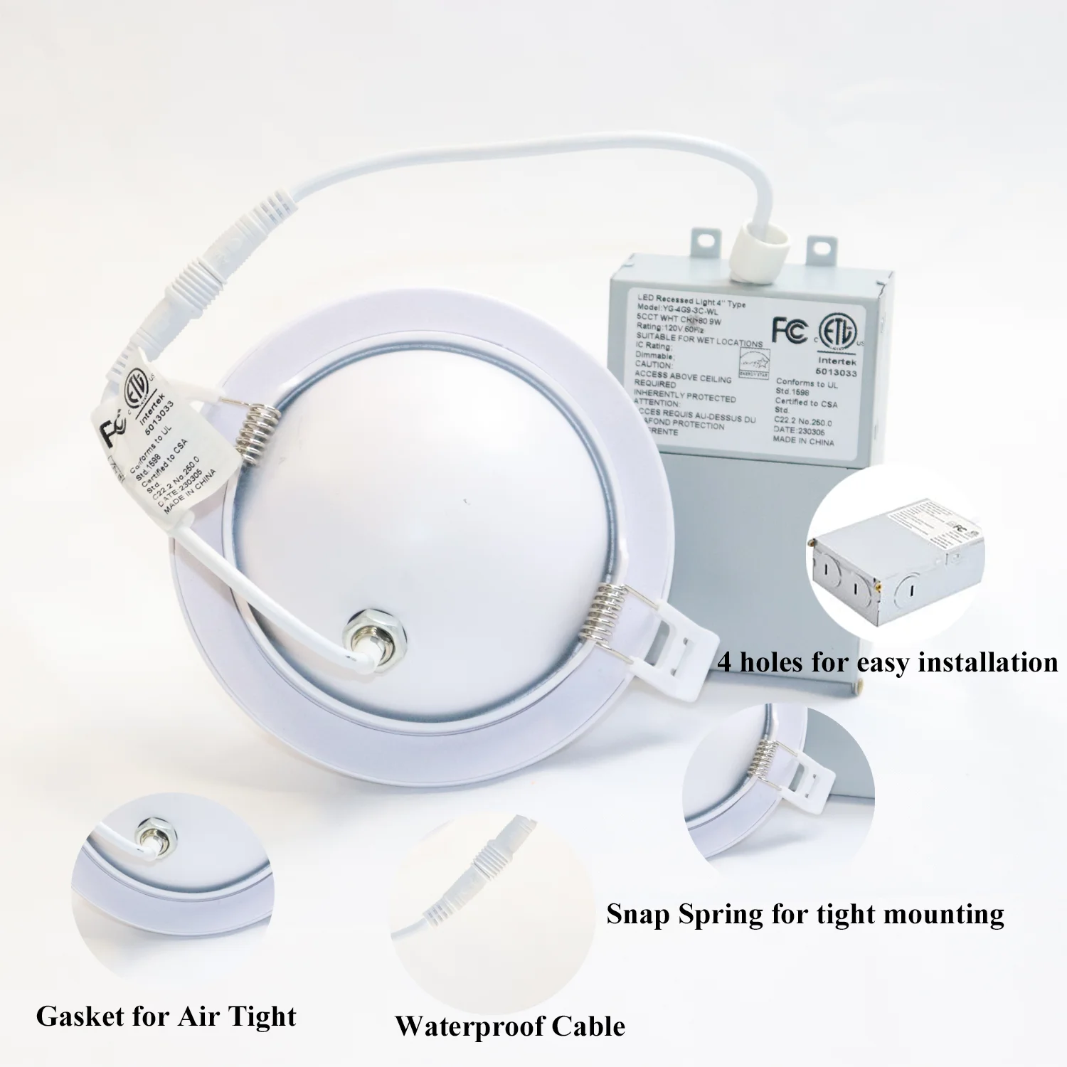 Etl Certified 120v Ac Recessed Home Ceiling Lighting 4inch 9w Led ...