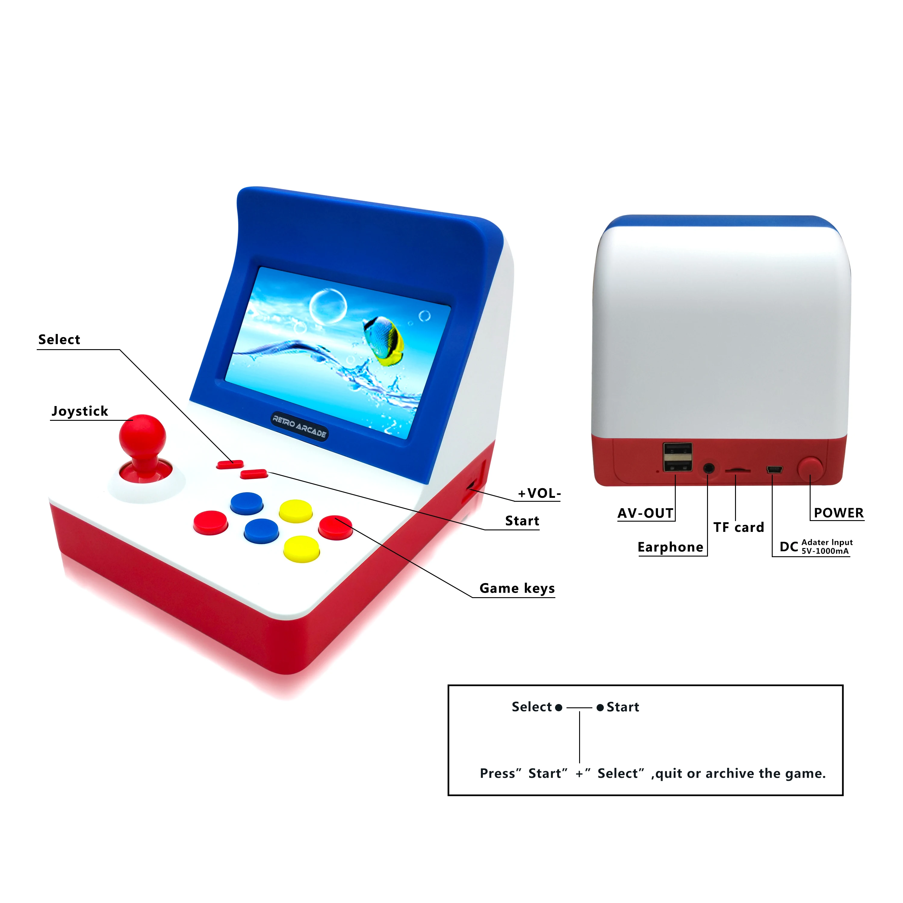 Retro Classic Arcade Built In 3000 Games 4.3 Inch IPS Screen Video Consoles Support TV Out