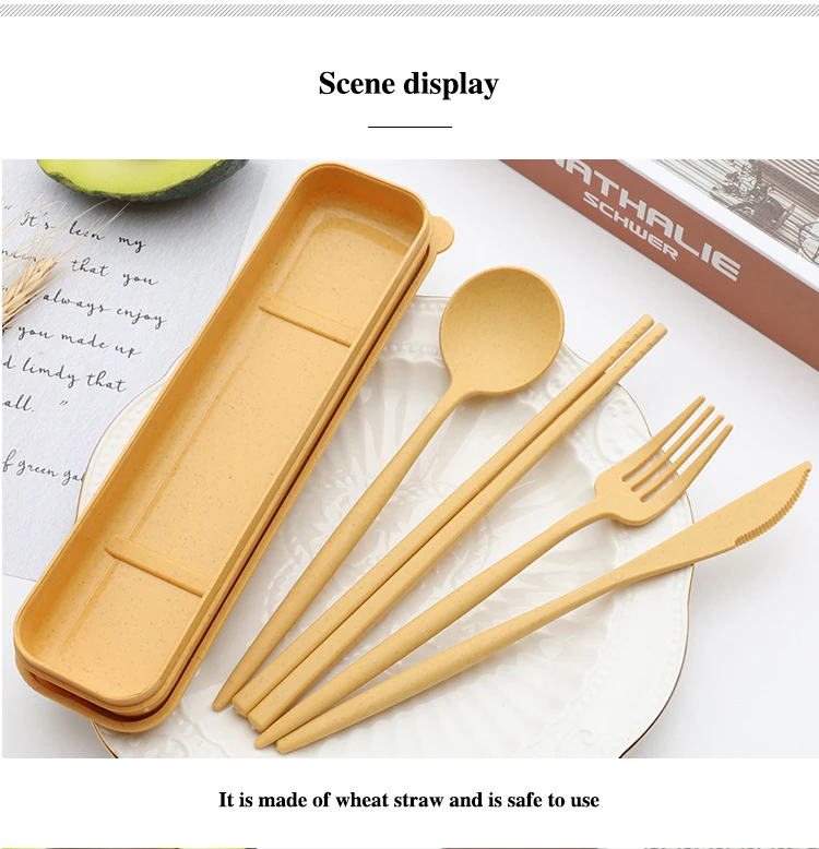 Eco-friendly Wheat Straw Cutlery Set for Kids & Travel