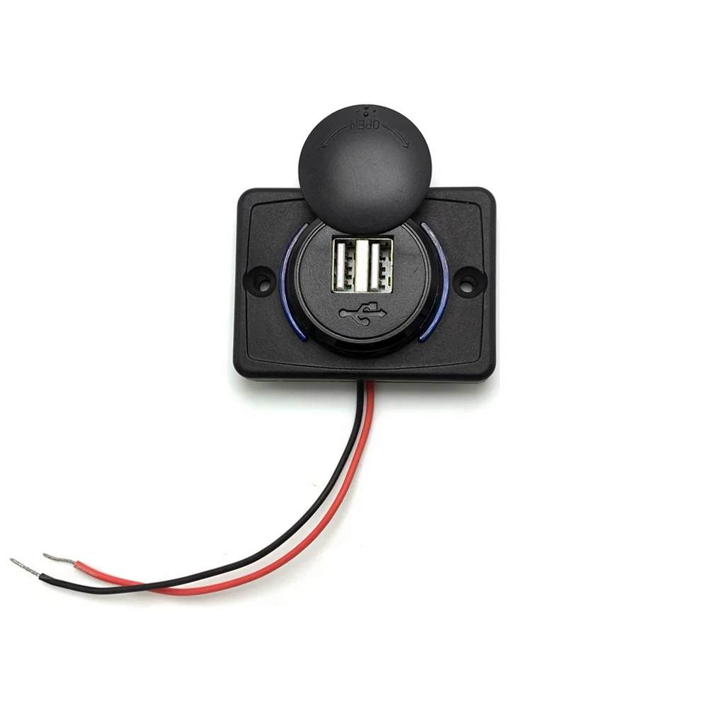 DC 12V 24V Panel Mount Dual 3.1A USB Charging Port for Car, Bus, Train