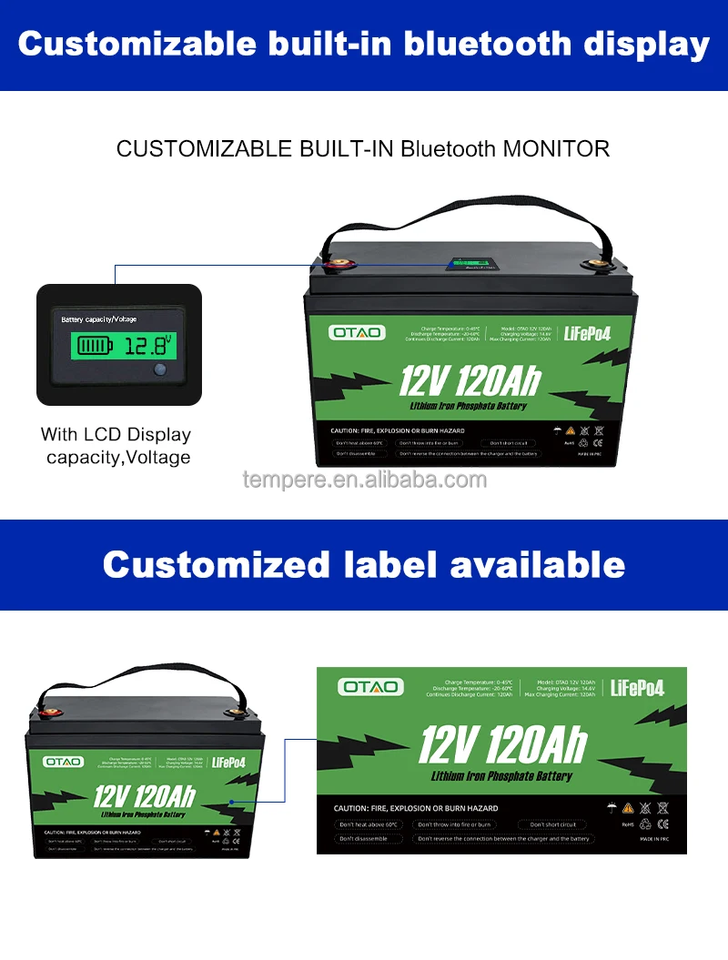 Rechargeable Lifepo4 Lithium Ion Battery Pack 12v 120ah 100ah 200ah 24v ...