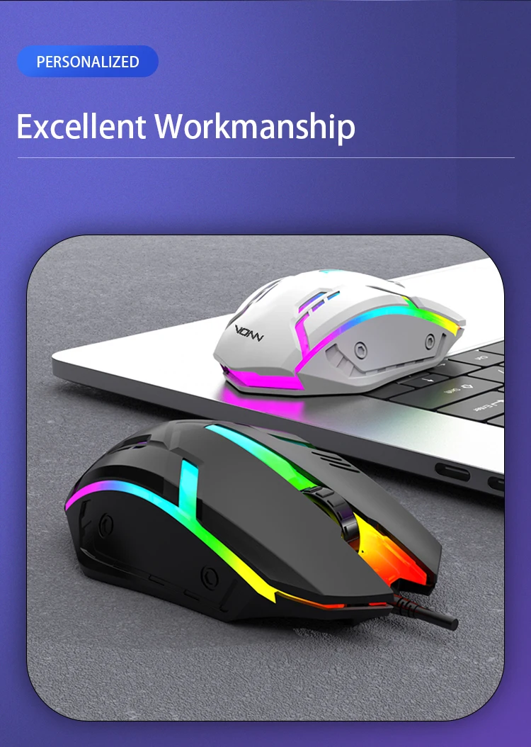 V1 1200DPI Ergonomic LED Gaming Mouse - Wired & Comfortable