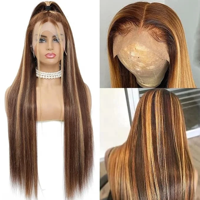 13x4 Straight Highlight P4/27 Ombre Honey Blonde Wear And Go Glueless ...