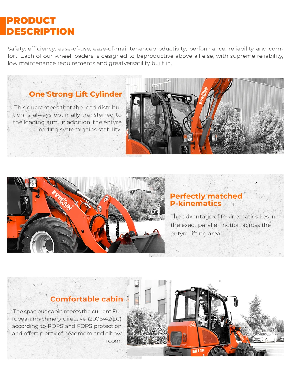 Manufacturer EVERUN Customized Radlader Mini Loader 4WD