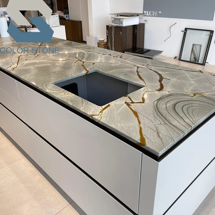 Azure Quartzite Slabs Natural Blue Quartzite Kitchen Countertops ...