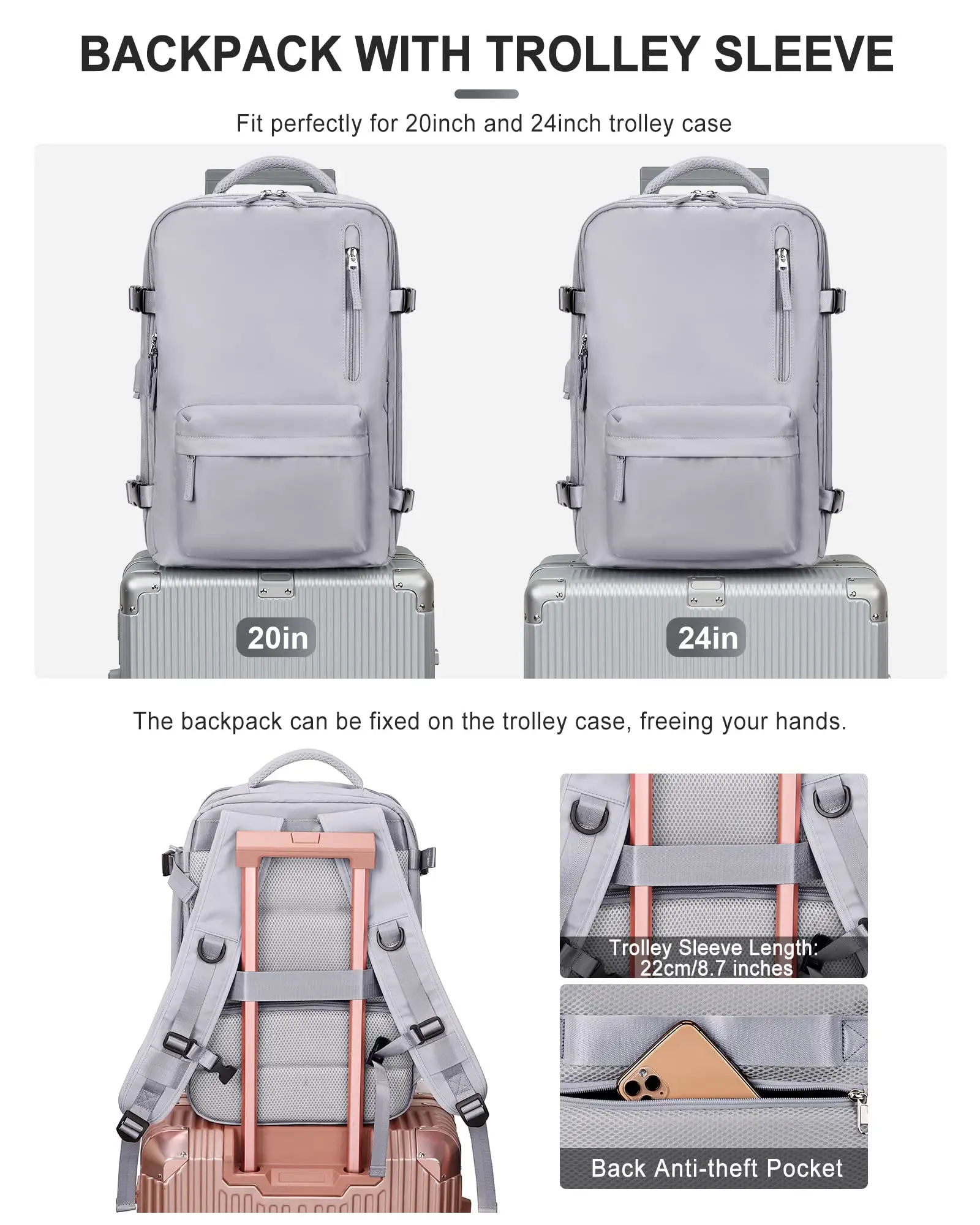 Carry on Back Pack - Large Travel Backpack for Women Men