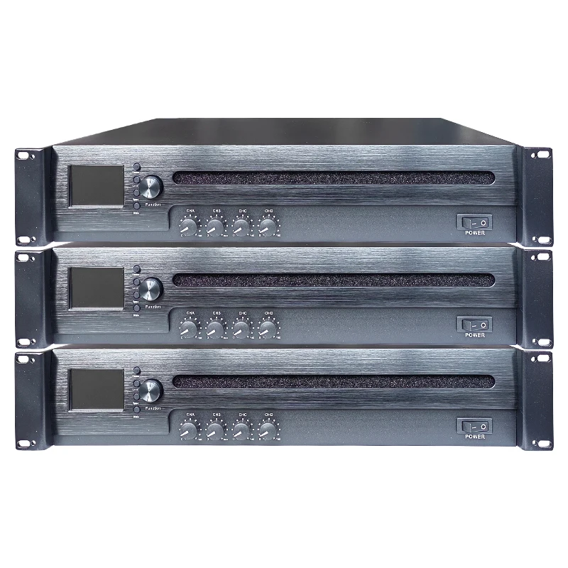 High-Power Class D 4800W 4-Channel Amplifier with LLC Power Switching, Variable-Speed Fan ...