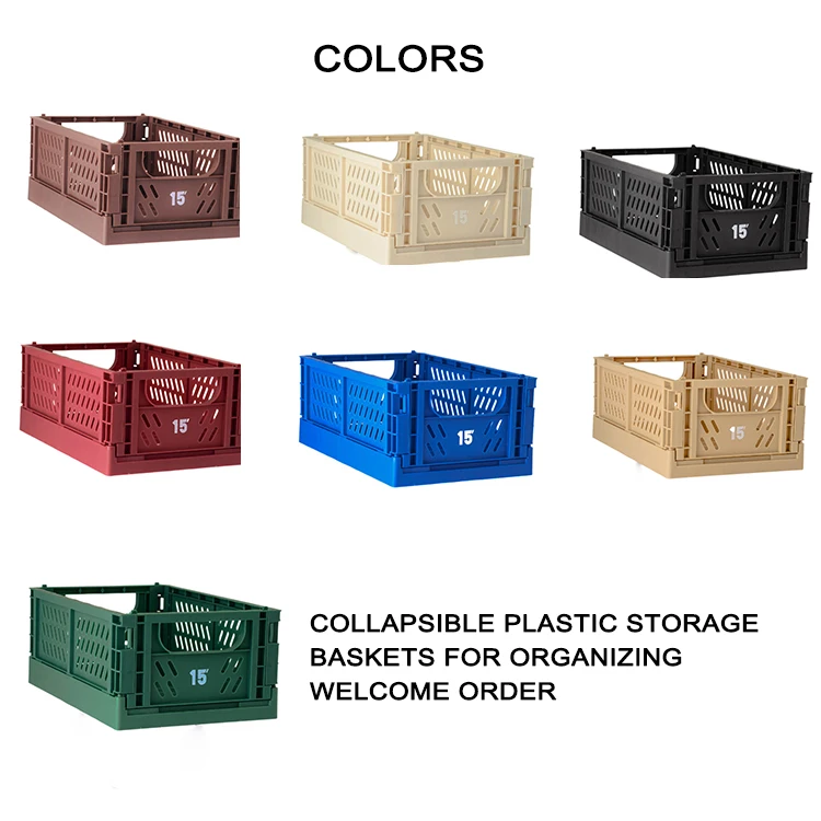 Collapsible Plastic Storage Baskets for Organizing Kitchen