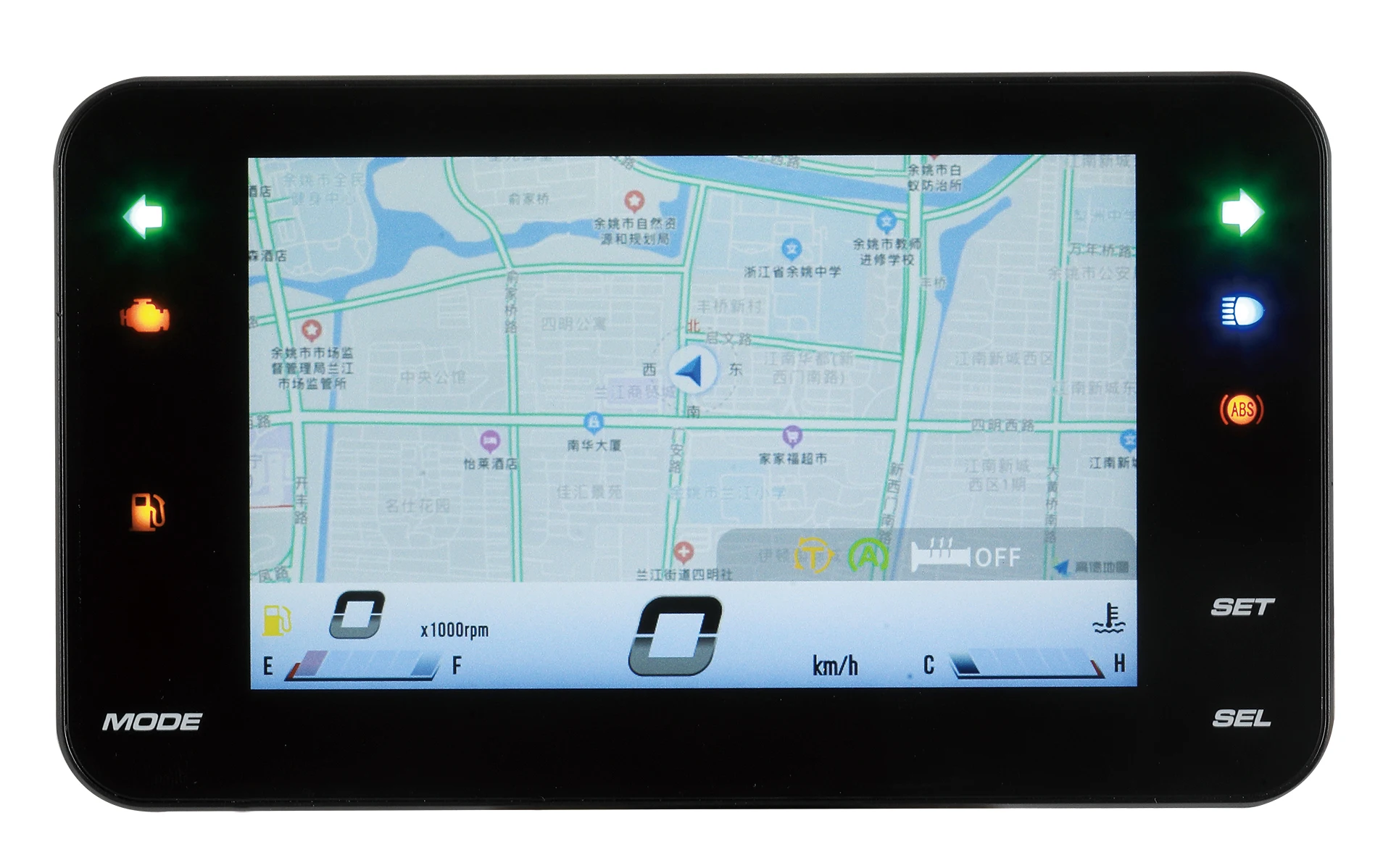 Universal TFT Digital Dashboard for Motorcycles with Map Navigation