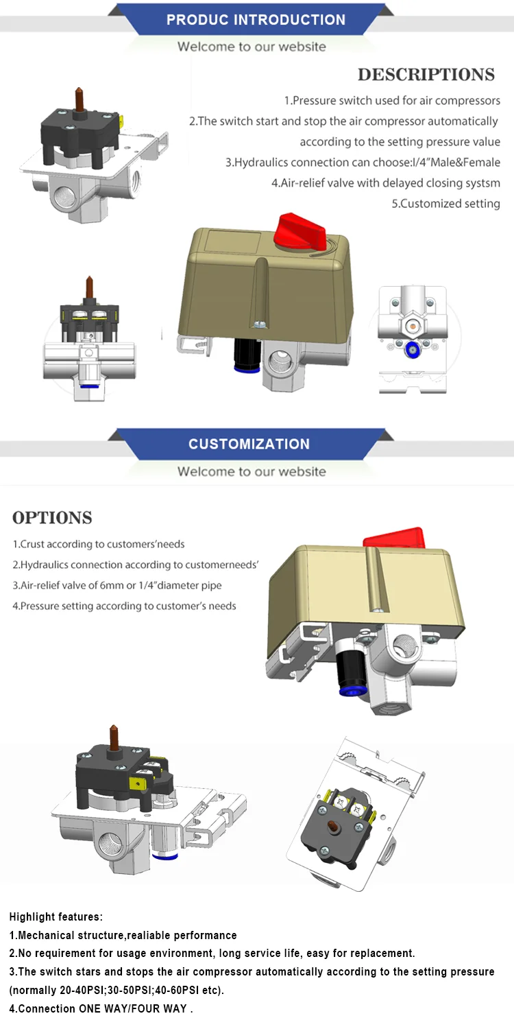 2023 Hot Adjustable Air Compressor Pc-26 Pressure Switch Price - Buy Electronic Air Pressure ...