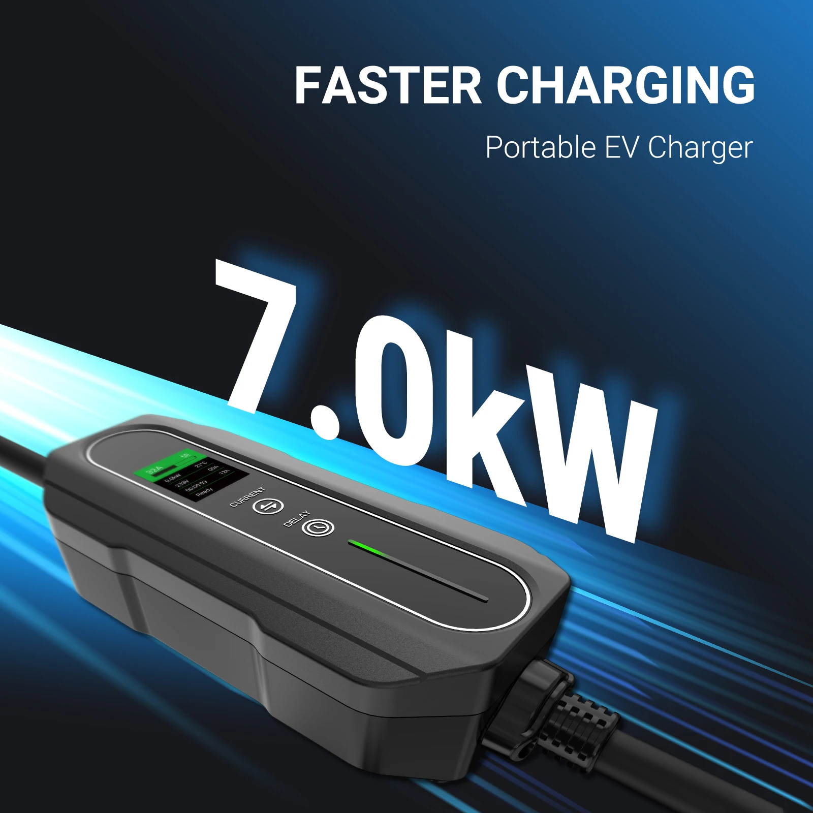 European Car Use Portable Ev Charger Type 2 32a Single Phase 7kw With ...