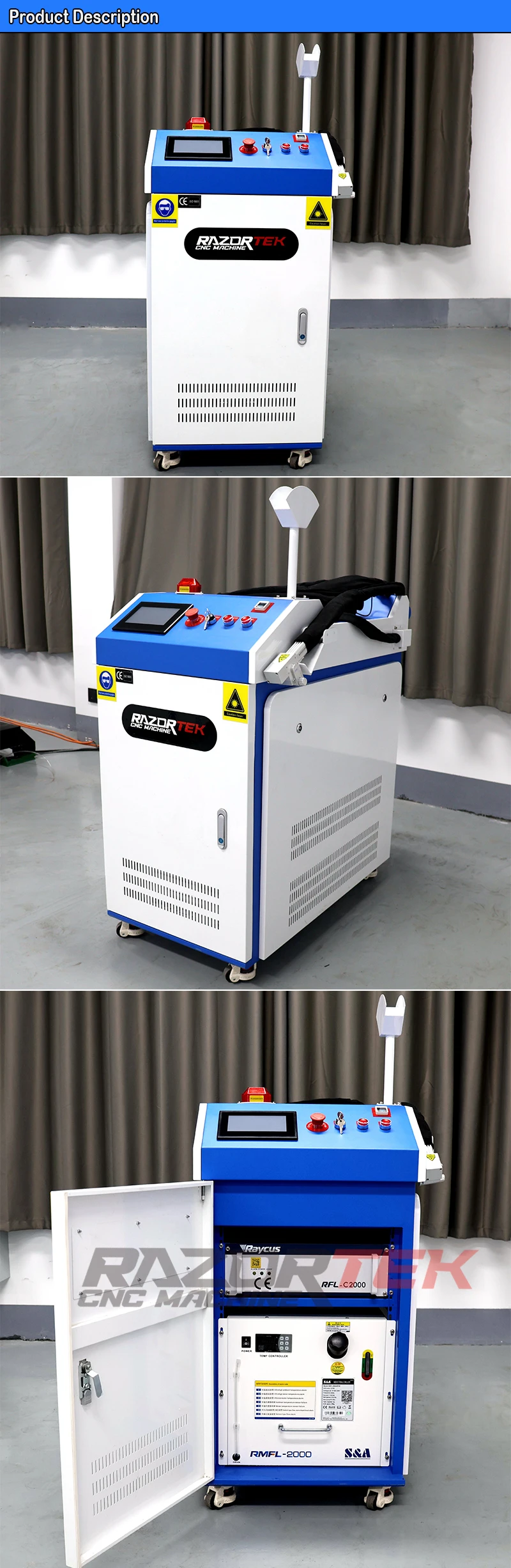 50hz/60hz Laser Cleaning Machine Superlaser Head 1.5kw 2kw 3kw Raycus ...