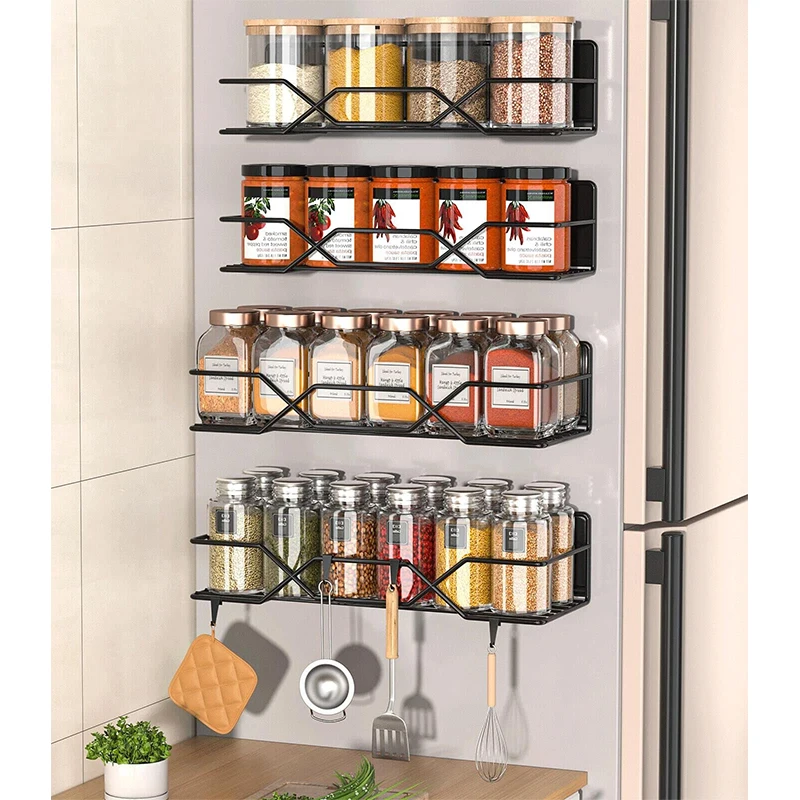 Magnetic Spice Rack Refrigerator 4 Packs Space-Saver Wall Mounted Spice ...