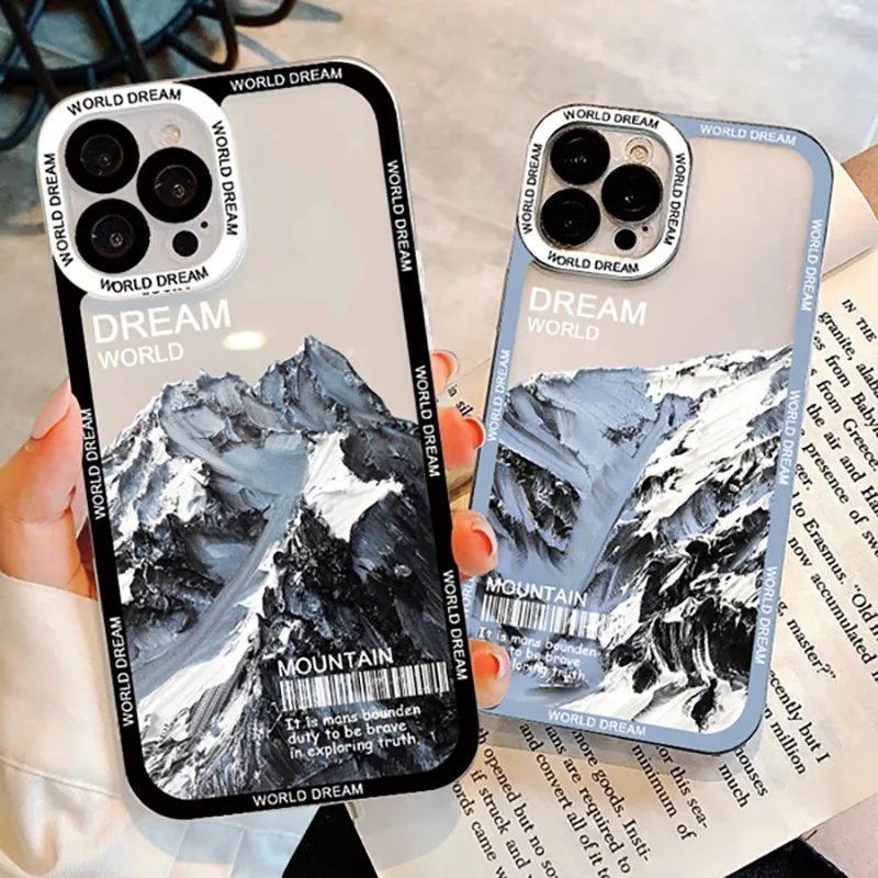 INS Purple Blue Sunset Snow Mountain Phone Case for iPhone 14 13 12 11 ...