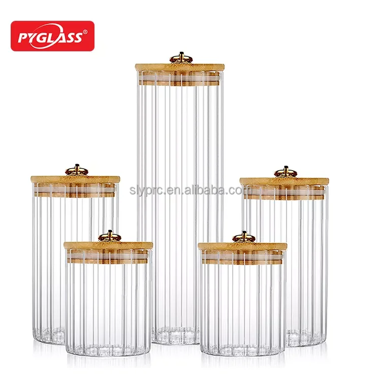 Pyglass New Wavy Series Vertical Stripe Glass Storage Jar Spice Jar ...
