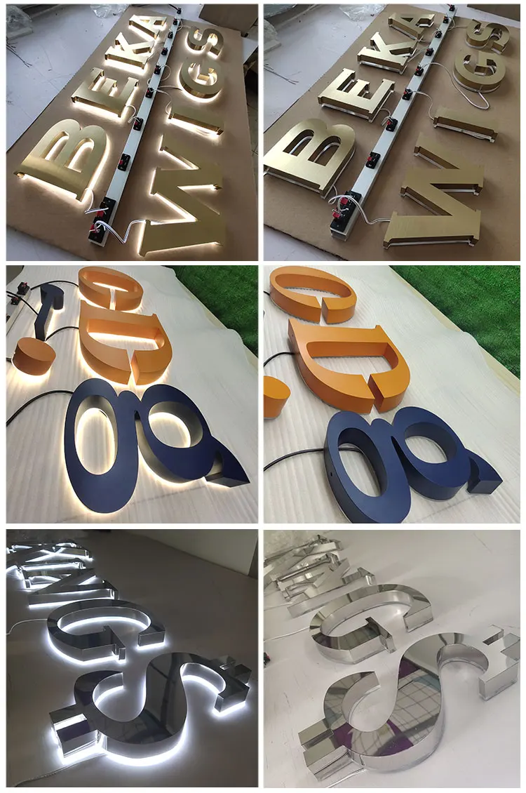 Metal Backlit Outdoor Logo Signage Led Company Office Reception Desk ...