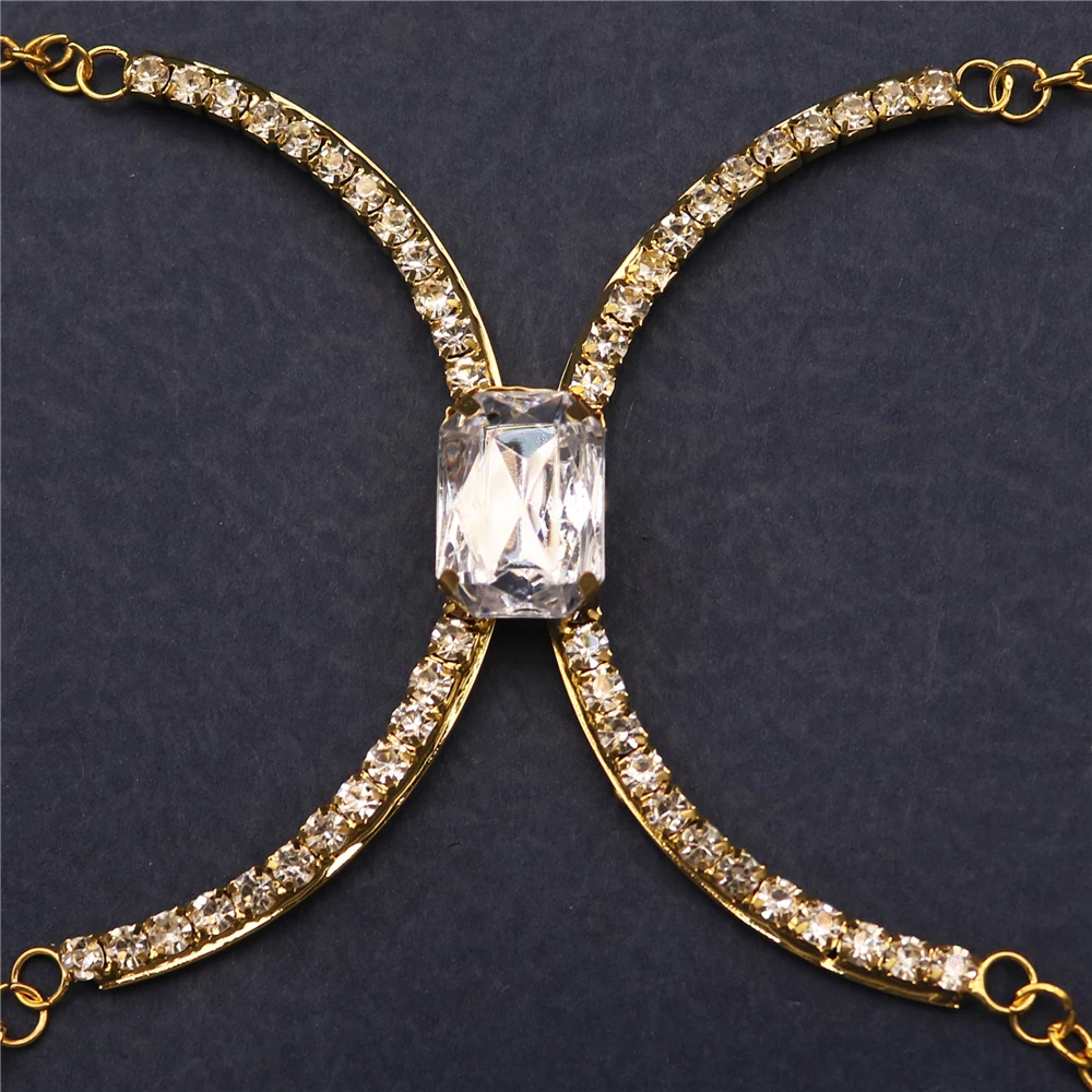 Square Crystal Chest Bracket Bra Chain Harness For Women Sexy Cross ...