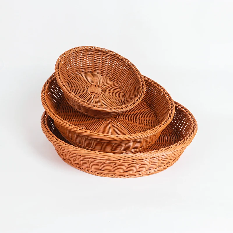 Handmade Crafts Plastic Rattan Basket Tray For Fruit Candy Office Desk ...