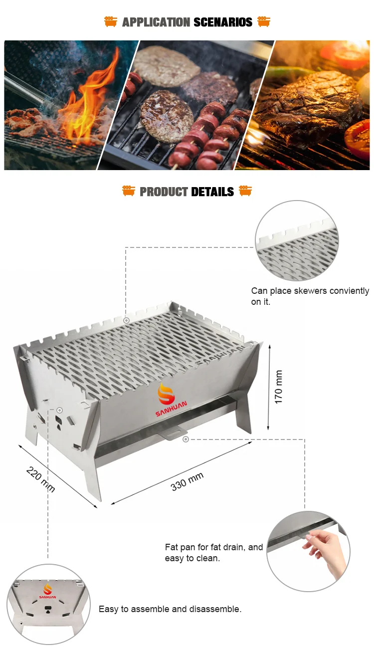 Sanhuan Folding Smokeless Mini Gas Grill Portable Barbecue Camping ...
