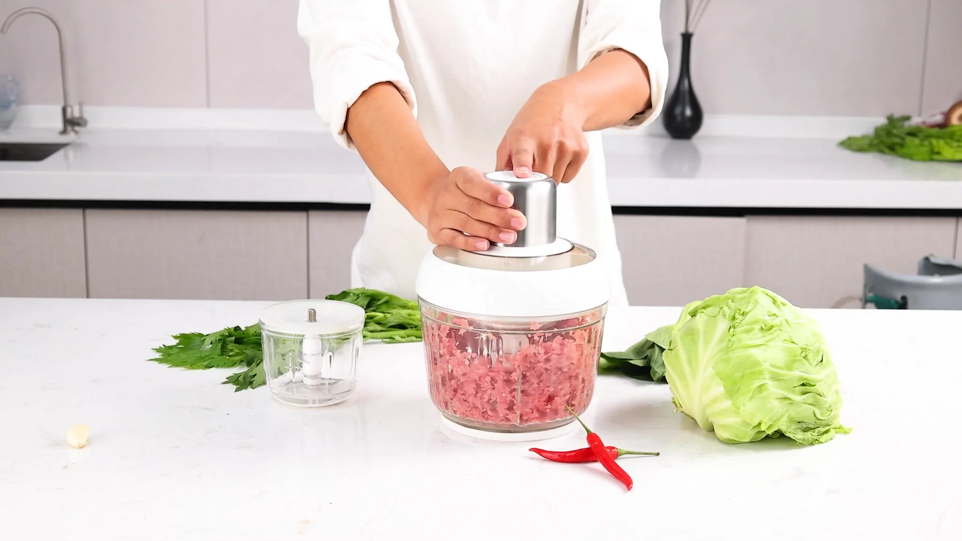 2.5l+0.3l Home Kitchen Stainless Steel Mini Food Colors Meat Chopper ...