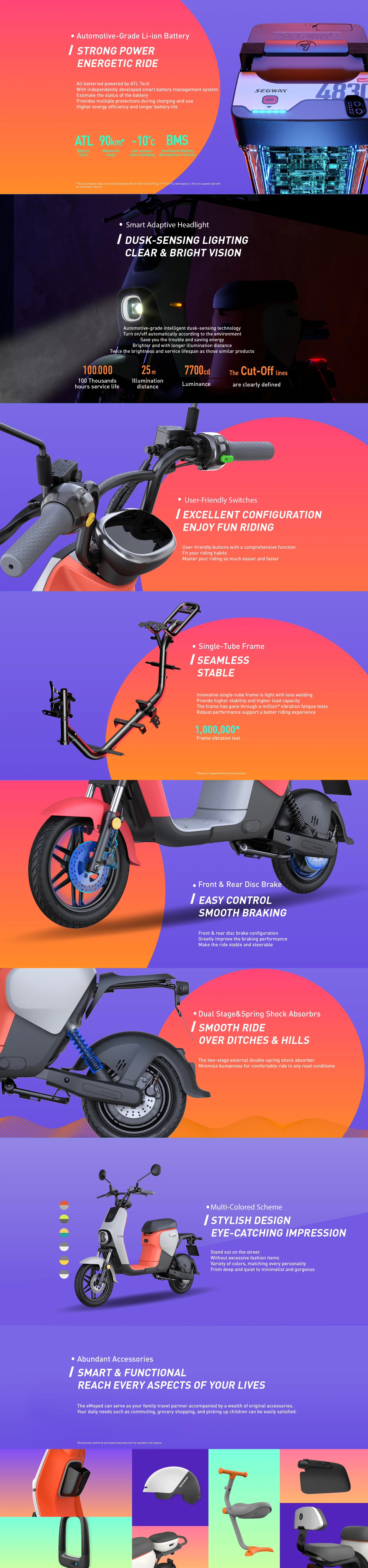 Segway B110s 100 Km Range 45 Km/h Speed 48v 800w Long Range Electric ...