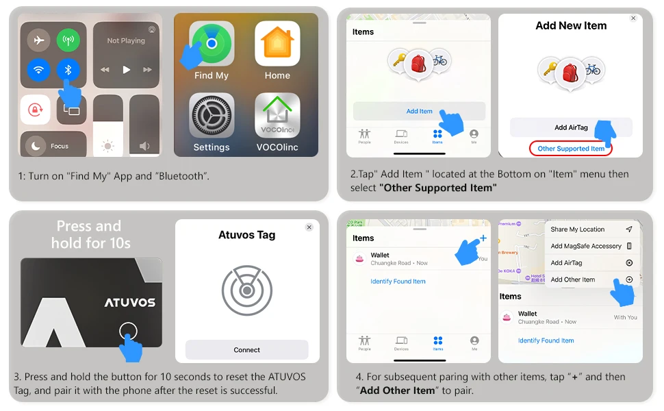 ATUVOS Amazon Hot Sale Air Tag 4 Pack for Real-Time Tracking