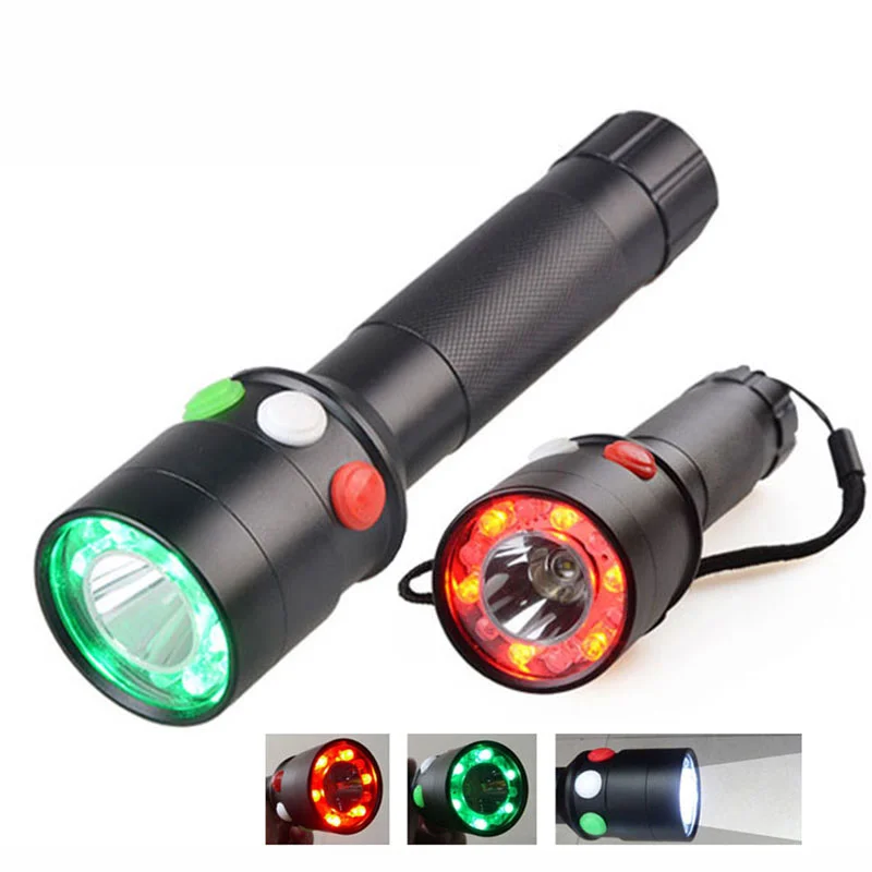 White Red Green Color Warning LED Torch High Power Railway Signal Rechargeable Flashlight Alibaba