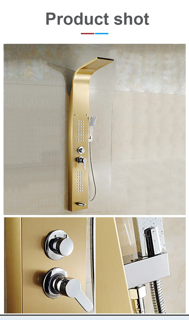 Shower Control Panel Bathroom Wall Mounted Stainless Steel Waterfall ...