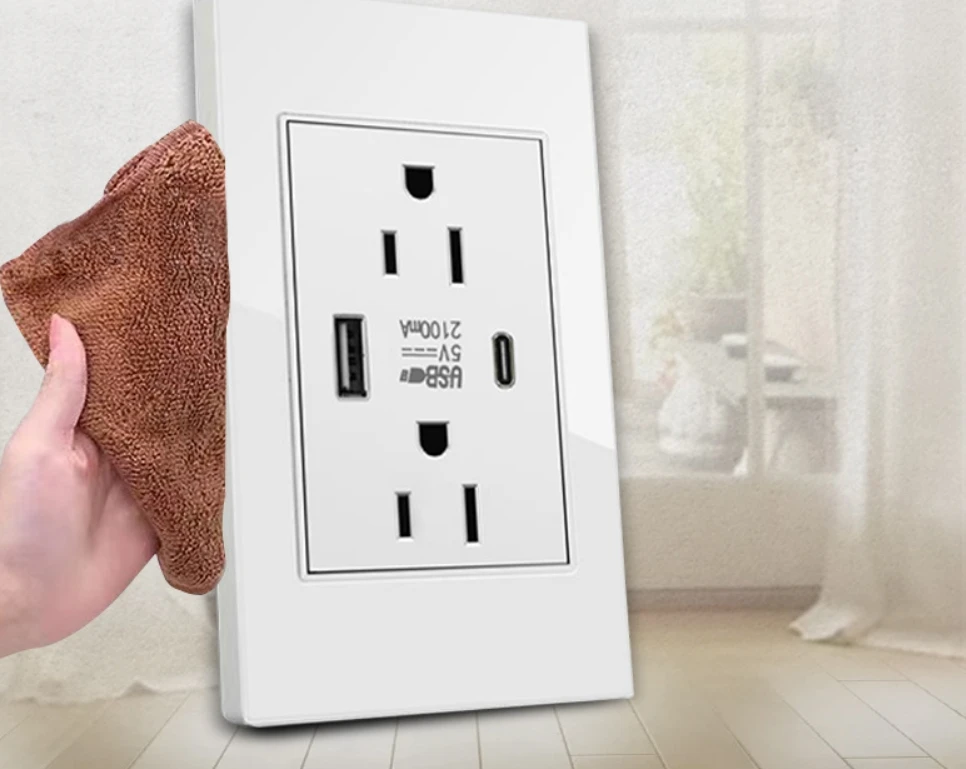 Dual American Standard Power Socket with USB Type-c