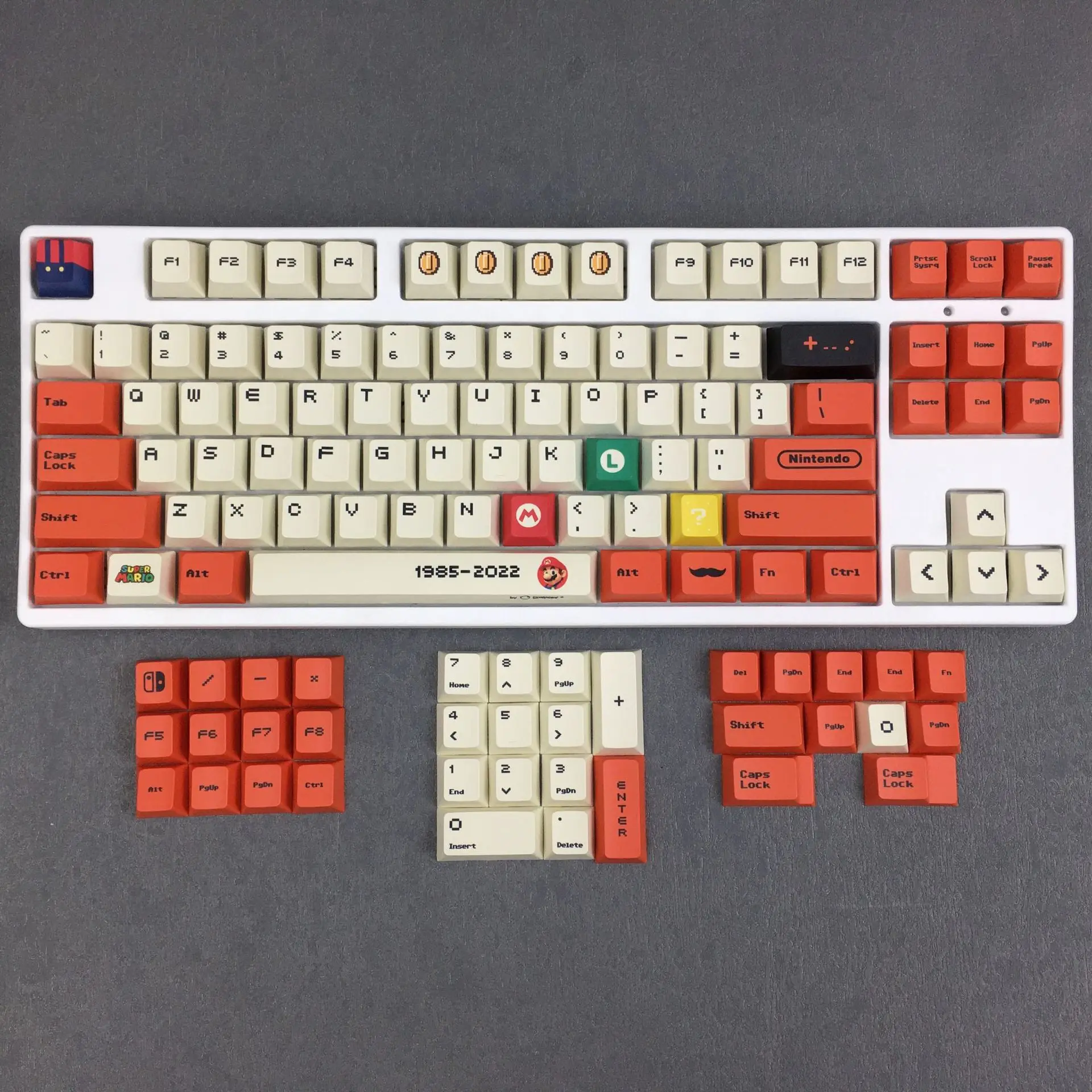123keys Custom Keycaps Mario Printed Pbt Keycaps Cherry For 61/67/68/84 ...