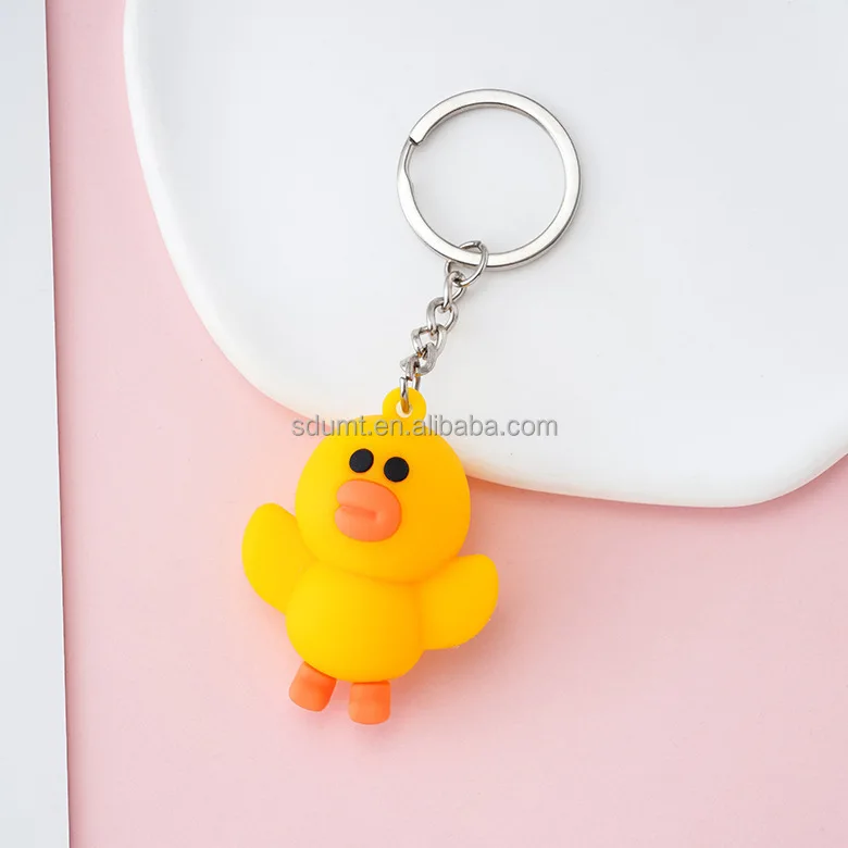 Cute Little Yellow Duck Keychain Custom Kawaii Soft Pvc Silicon ...