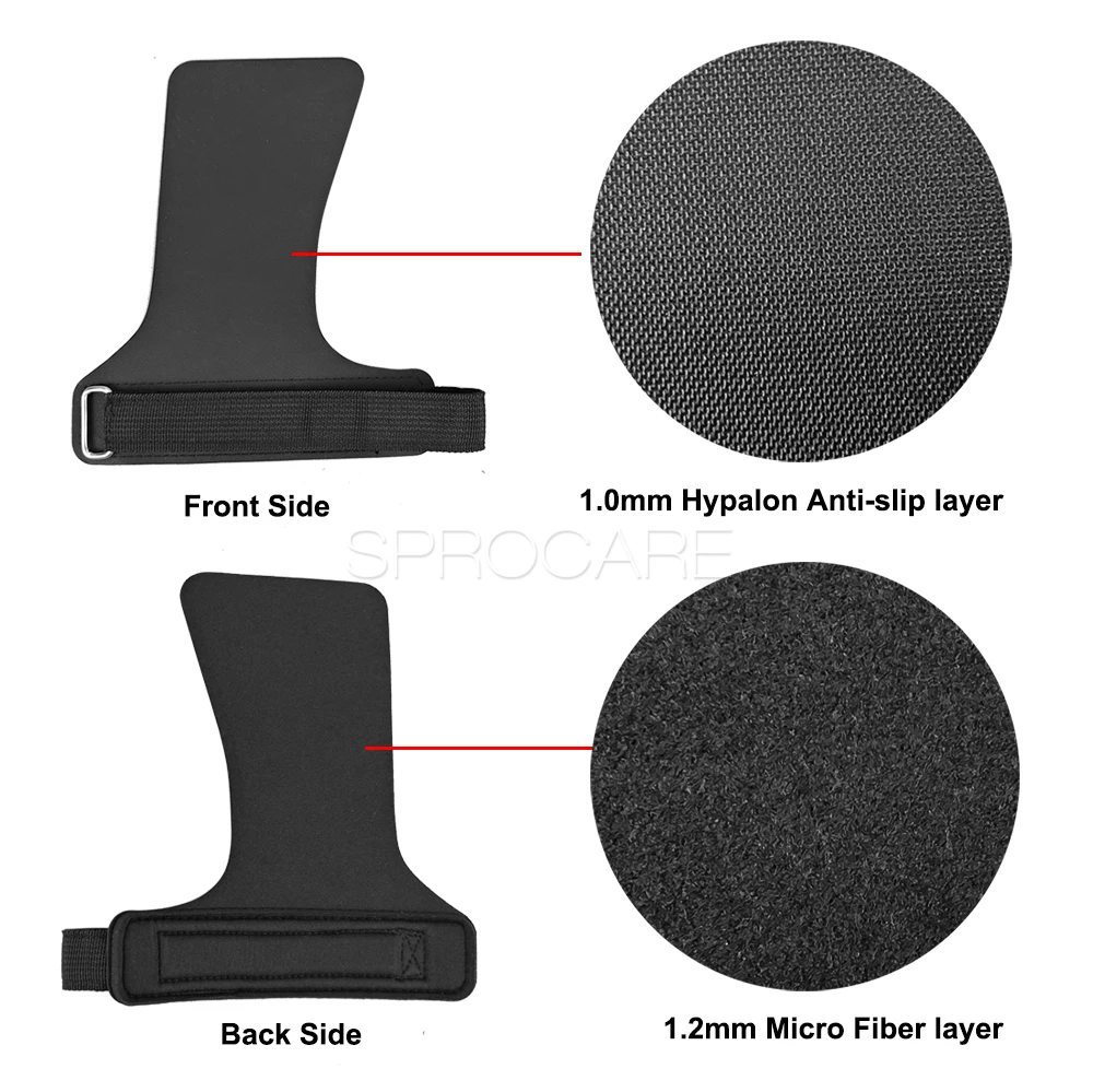 SPFITNESS Anti-Slip Hypalon Hand Grips - Palm Guard Protectors